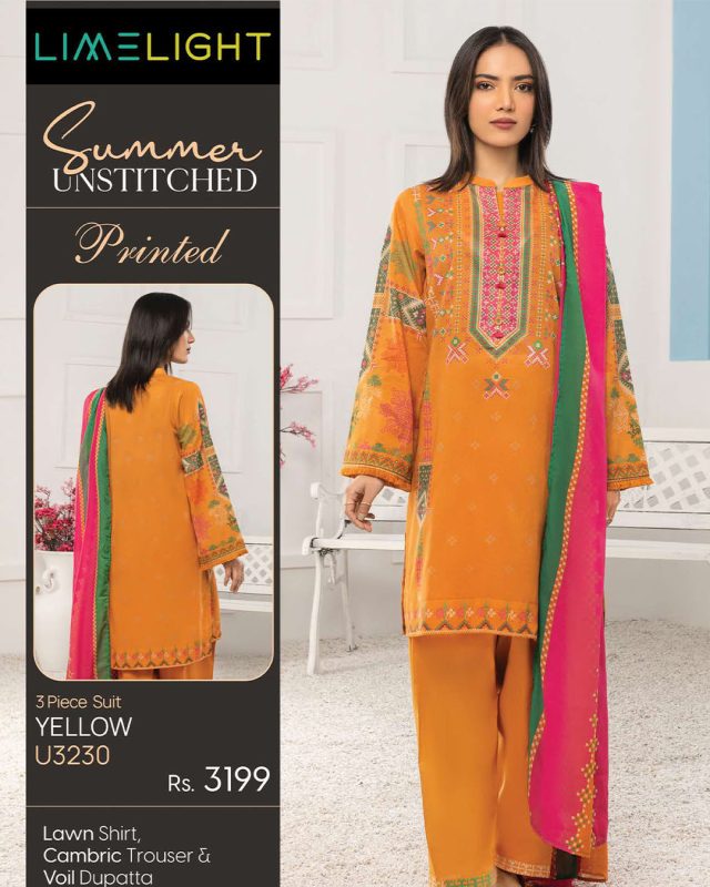 Limelight Summer Unstitched Colour # U3230 - Abbas Cloth House